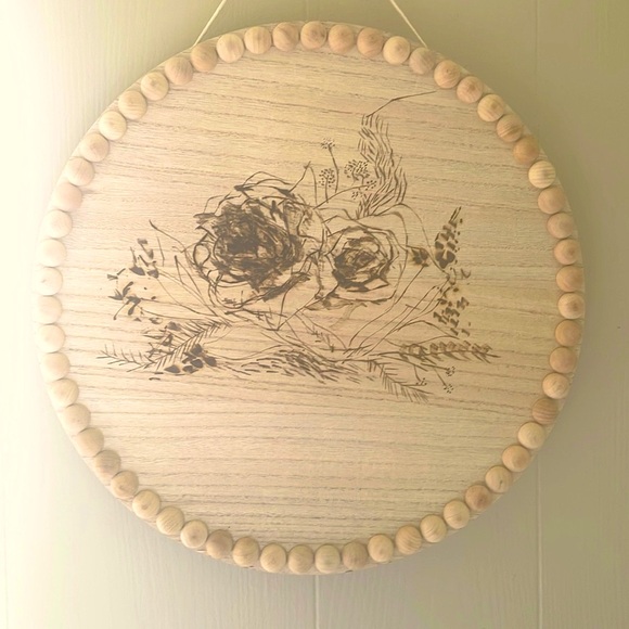 Wall Decor | Original Art Wood Burned Roses On A Wooden Circle To Hang ...